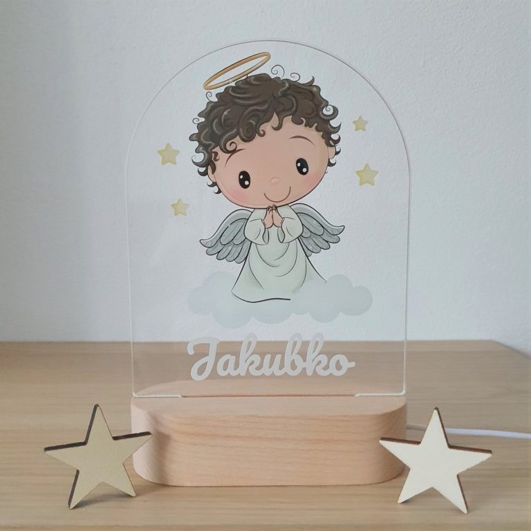 Detská nočná lampa s vlastným menom "Anjelik II." LED lampa - VINI.sk