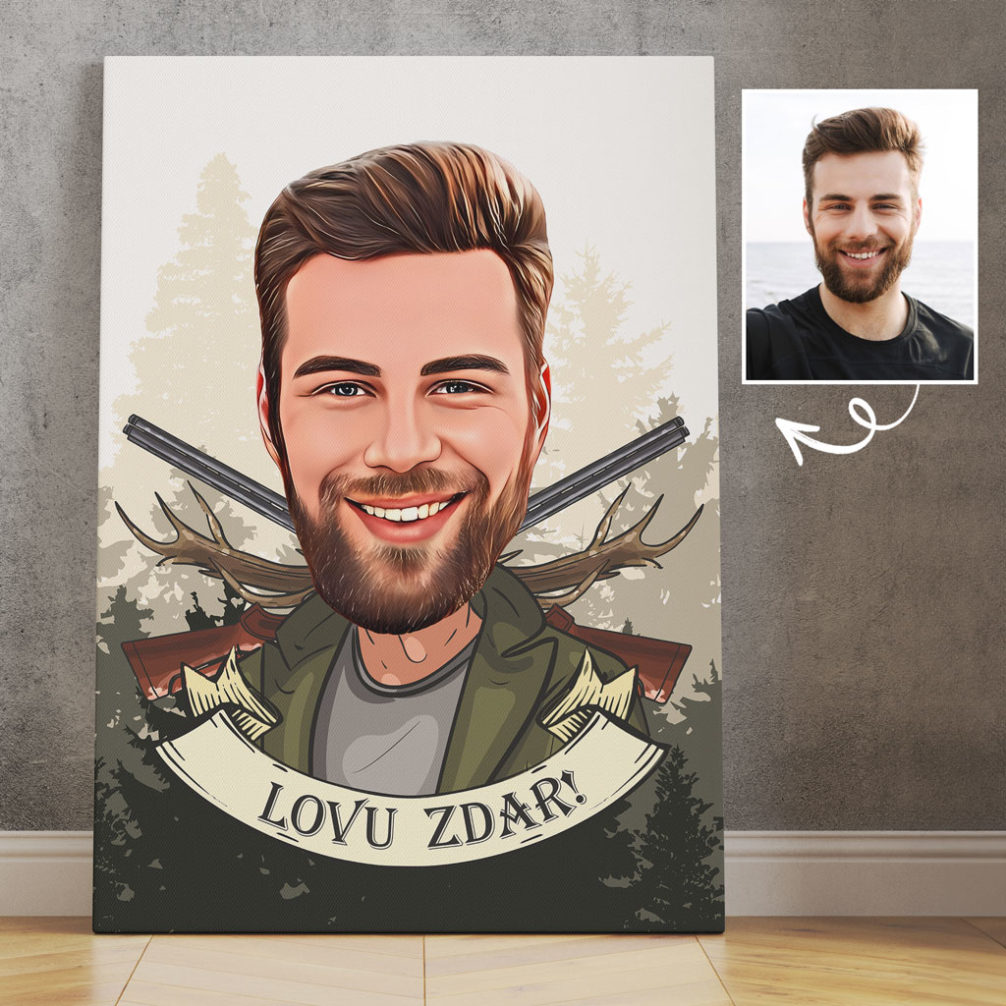 Darček pre poľovníka Obraz s portrétom z vašej fotky - Poľovník II.
