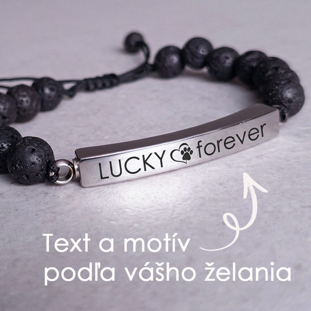 Personalizovaný pánsky náramok spomienky a sily - Lávový kameň - VINI